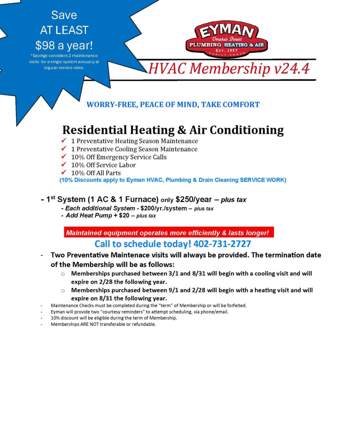 HVAC Maintenance Plan - Eyman Plumbing Heating & Air